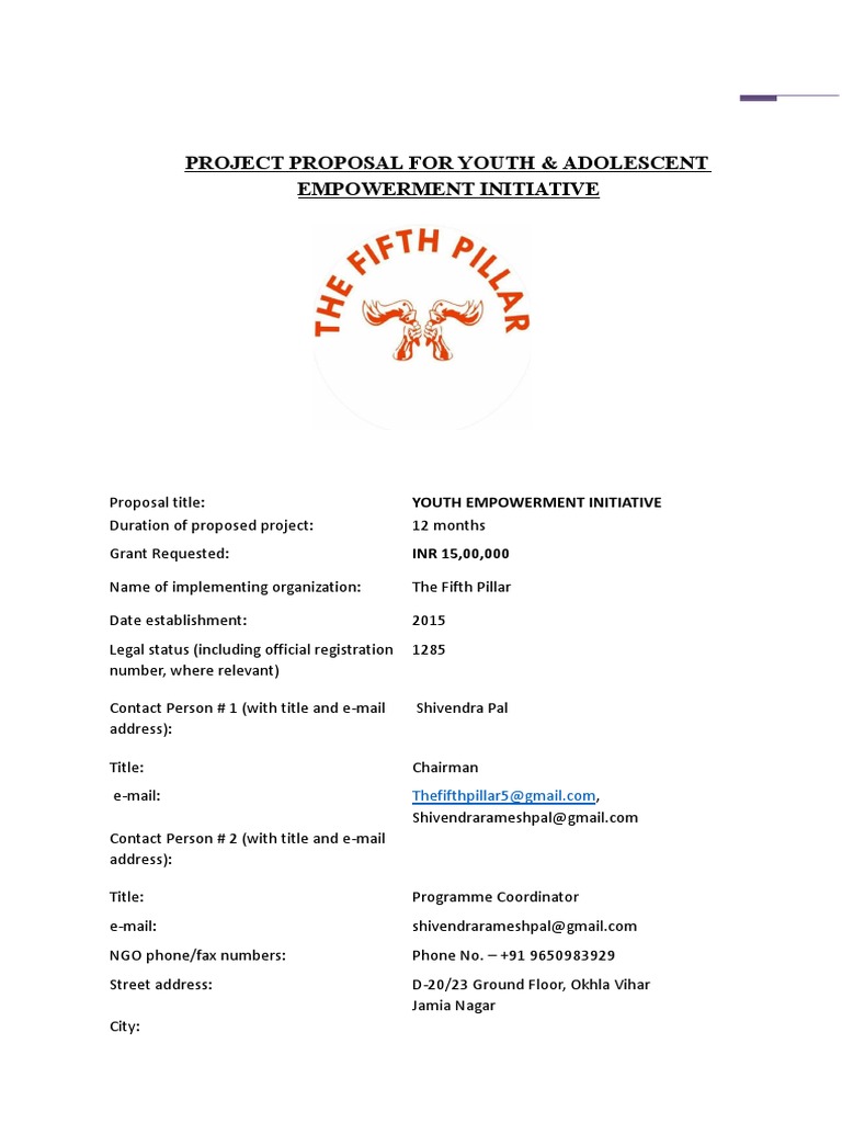 Project Proposal For Youth & Adolescent Empowerment Initiative ...