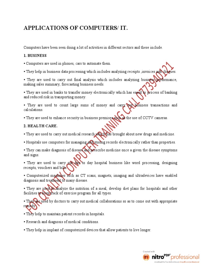 Applications of Computers | PDF | Internet | Information And ...