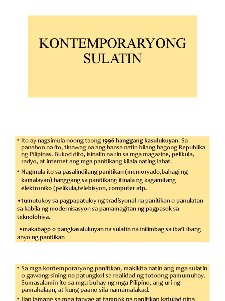 Kontemporaryong Sulatin | PDF
