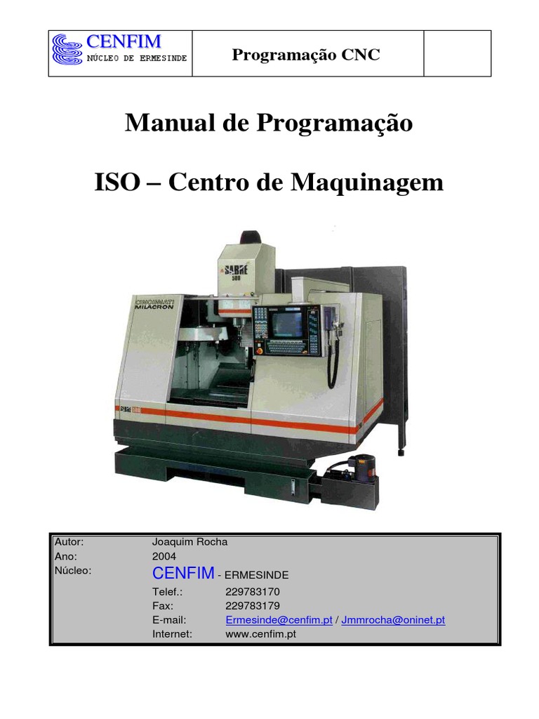 Manual de Programação CNC para Centro de Maquinagem ISO | PDF | Sistema ...