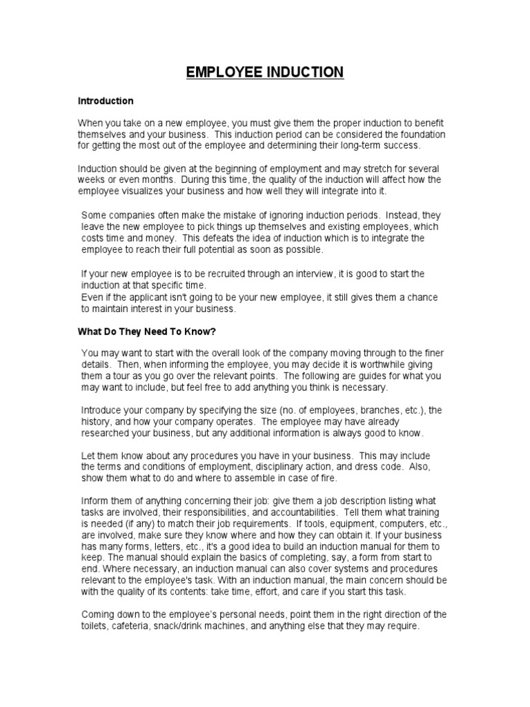 Effective Employee Induction Guide | PDF | Employment | Cognitive Science