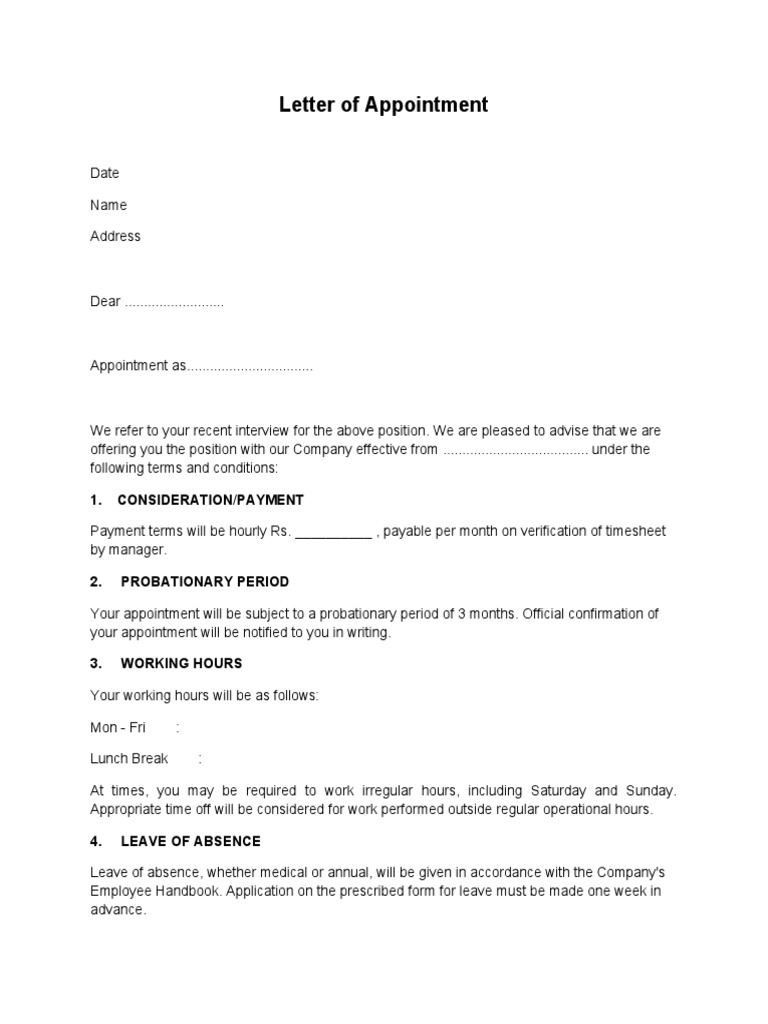 Custom Letter of Appointment - Onboarding - Letters | PDF | Employment ...