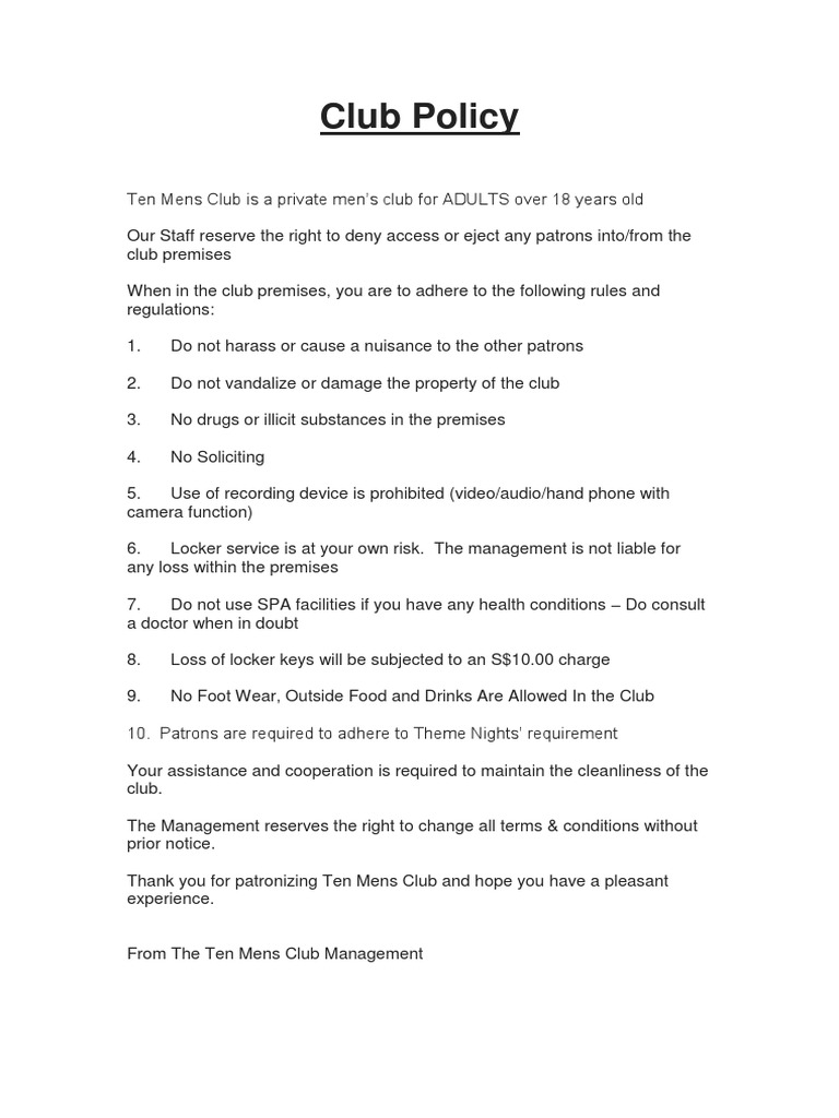 Club Policy | PDF