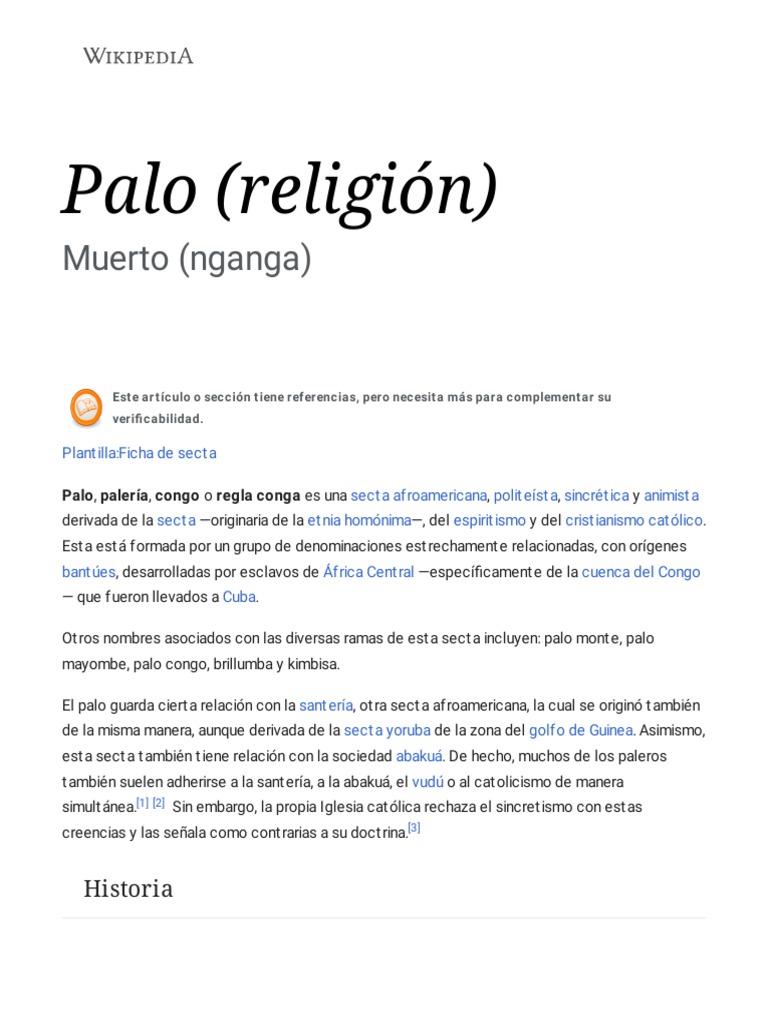 Palo (Religión) - Wikipedia, La Enciclopedia Libre | PDF | Sobrenatural ...