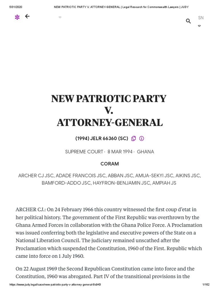 NPP V Attorney General 31st December Case | PDF | Constitution | Lawsuit