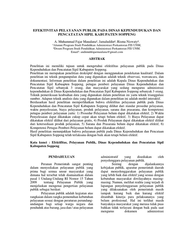 Efektivitas Layanan Publik Disdukcapil Soppeng | PDF
