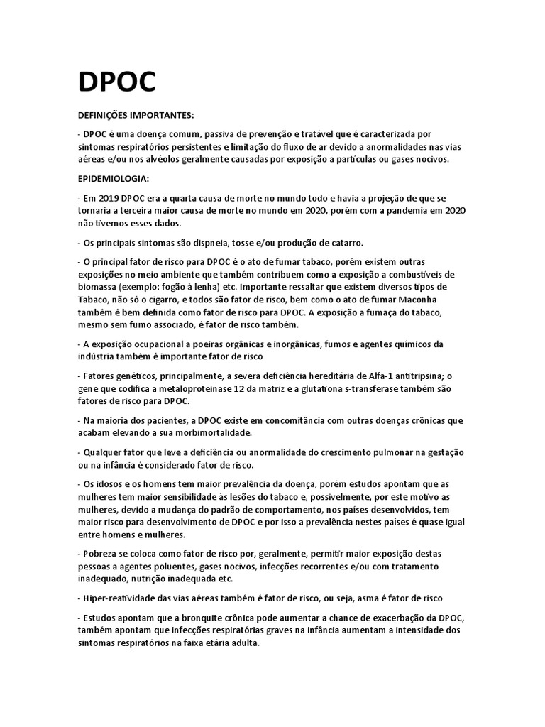 Dpoc - Gold | PDF | Doença de obstrução pulmonar crônica | Inflamação