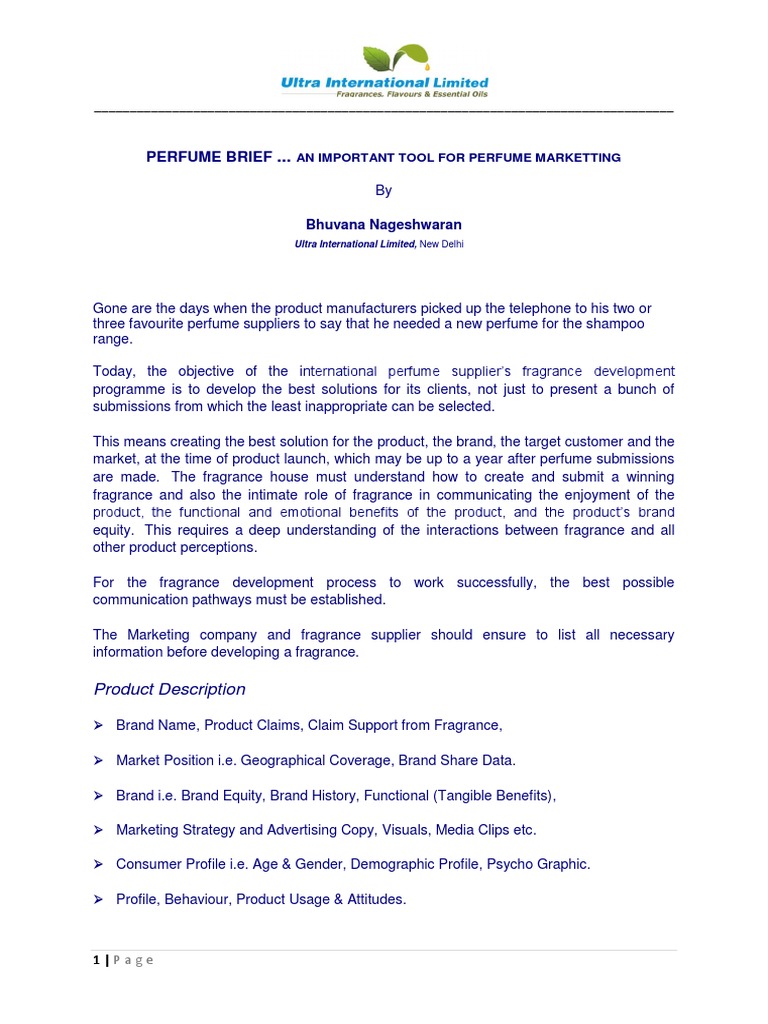 Perfumes Brief Template | PDF | Brand | Perfume