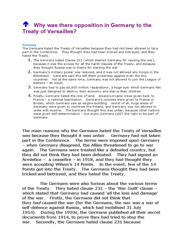 German Opposition to Versailles Treaty | PDF | Treaty Of Versailles ...