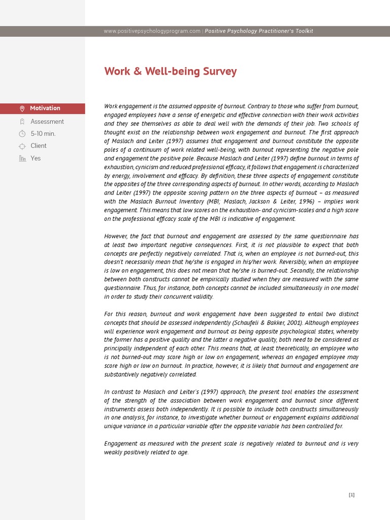 Work & Well-Being Survey: Motivation | PDF | Occupational Burnout ...