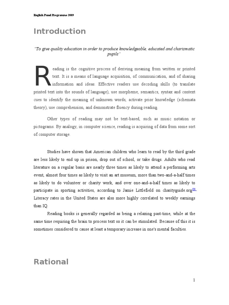 D.E.A.R Program for English Literacy | PDF | Reading (Process ...