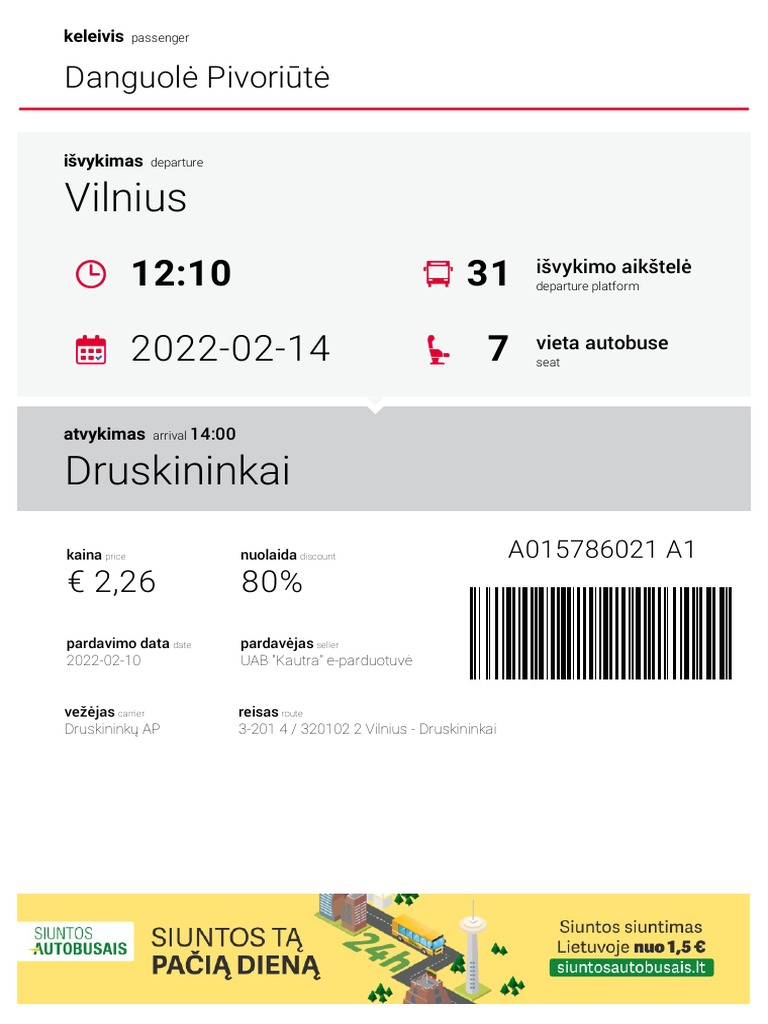 PUxfT WWW - Autobusubilietai.lt Bilietas | PDF