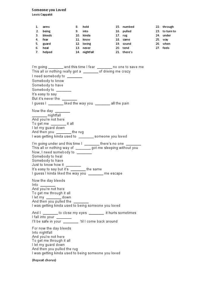 Someone You Loved Gap Filling Activity | PDF