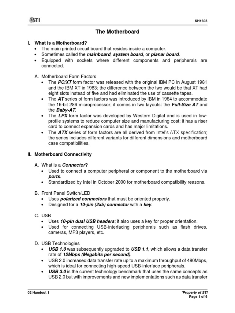 Understanding Motherboards and Connectivity | PDF | Booting | Bios