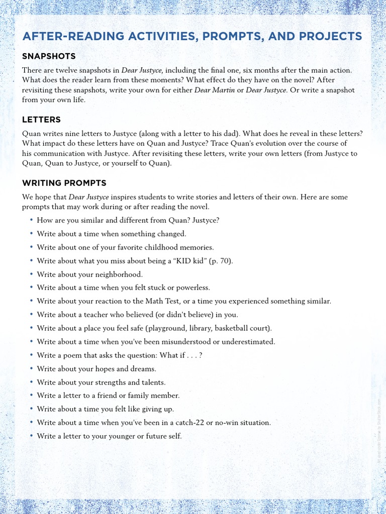 After-Reading Activities, Prompts, and Projects: Snapshots | PDF