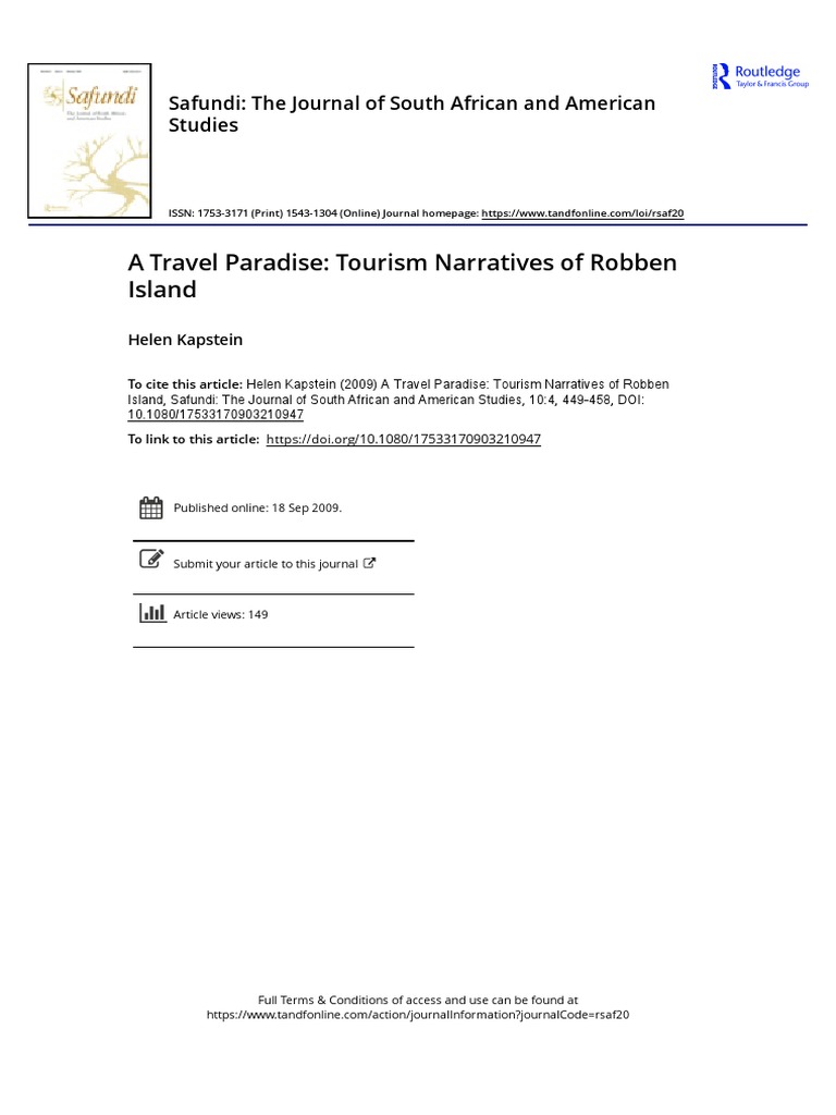 A Travel Paradise Tourism Narratives of Robben Island | PDF | Tourism ...