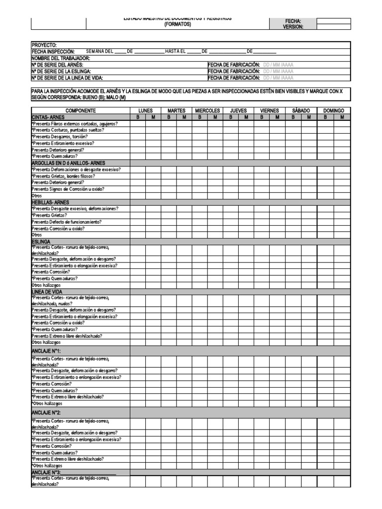 Formato Inspección Equipo de Trabajo en Alturas | PDF | Corrosión