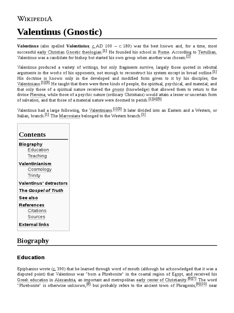 Valentinus (Gnostic) | Download Free PDF | Religious Faiths | Early ...