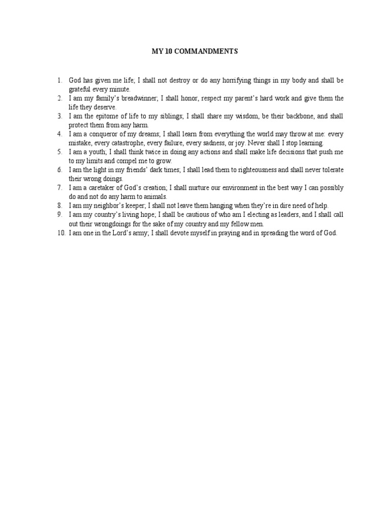 My 10 Commandments | PDF
