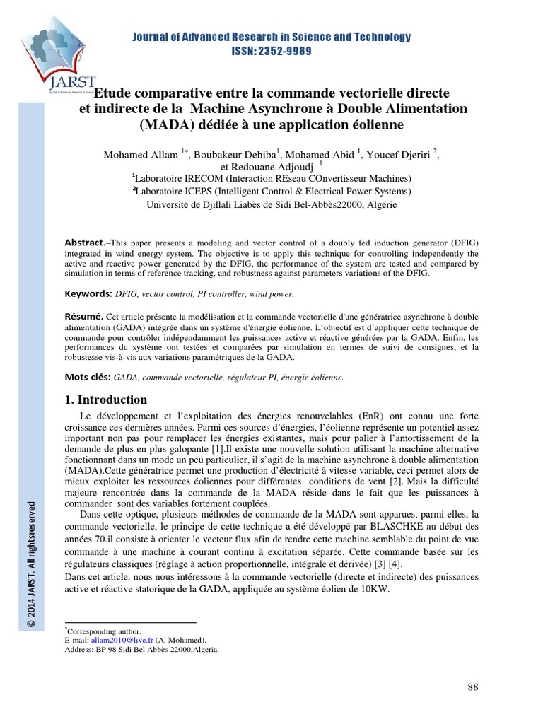 Etude Comparative Entre La Commande Vectorielle Directe Et Indirecte de ...