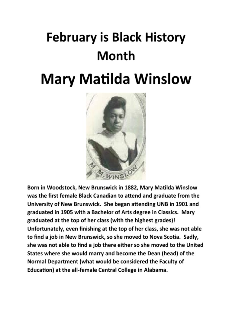 Black History Month - Mary Winslow | PDF