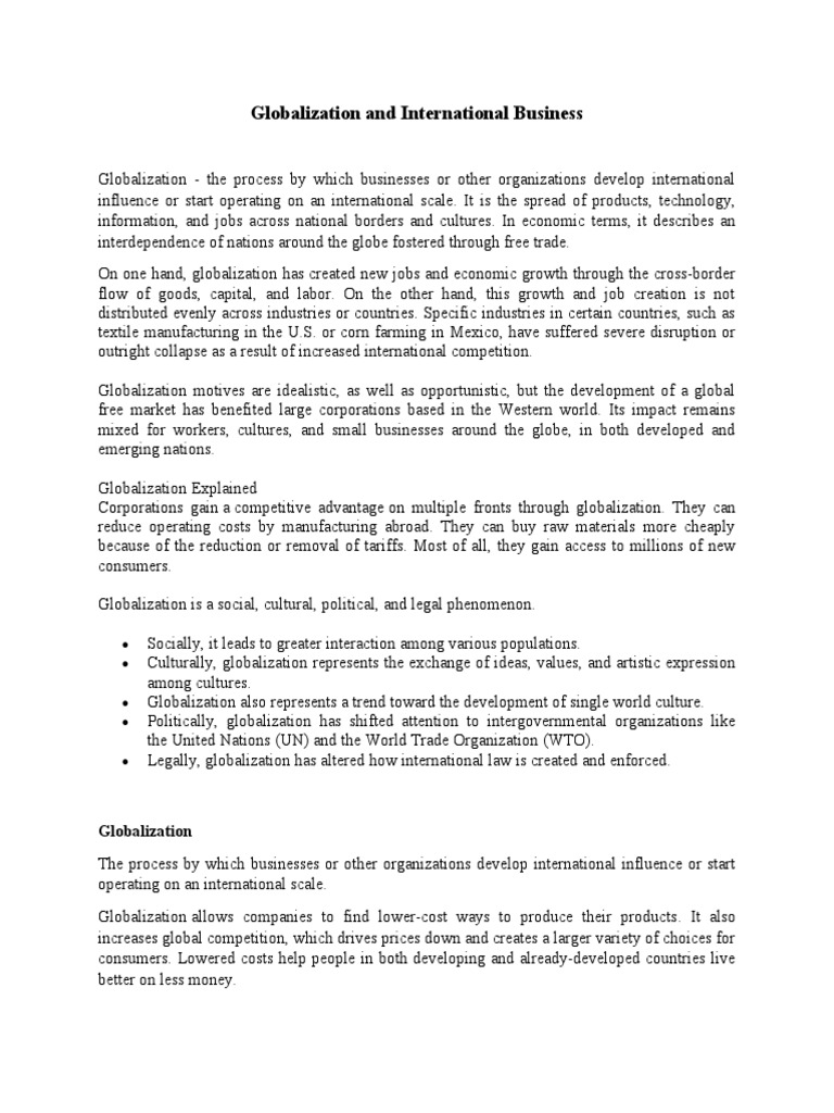 Globalization and International Business | PDF | Globalization | Business
