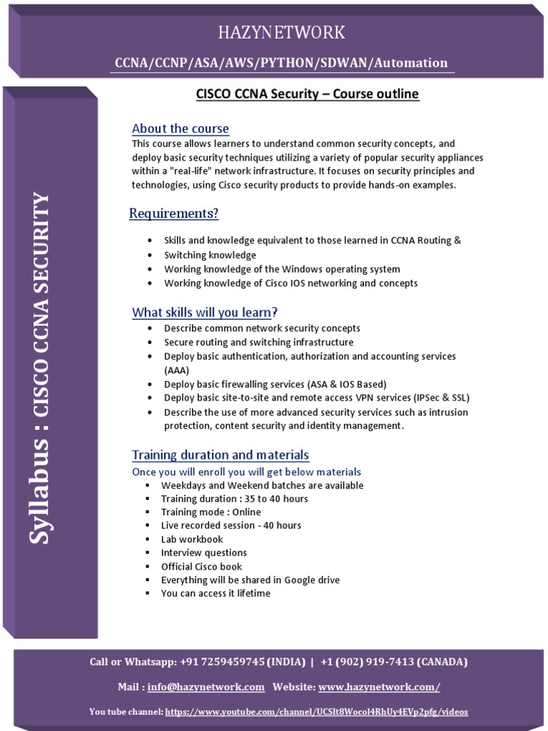 Syllabus - CCNA Security | PDF | Cisco Certifications | Secure Shell