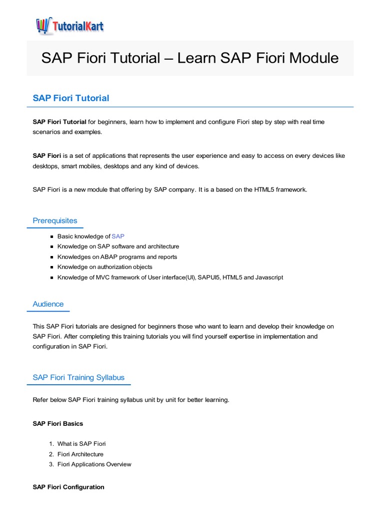 SAP Fiori Tutorial - Learn SAP Fiori Module | PDF