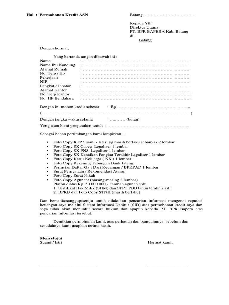 Form Kredit Asn | PDF