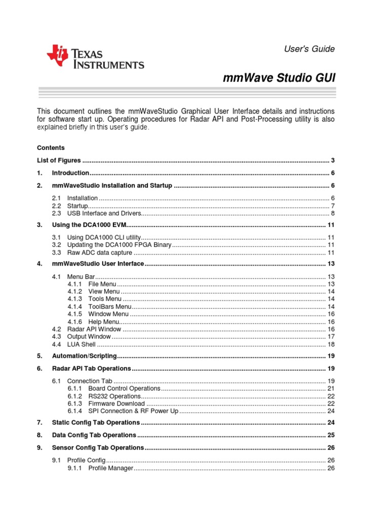 Mmwave Studio User Guide | PDF | Installation (Computer Programs) | Graphical User Interfaces