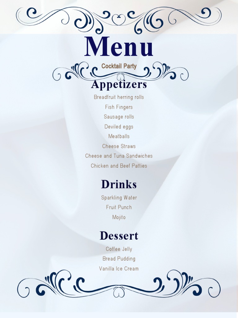 Cocktail Party Menu | PDF