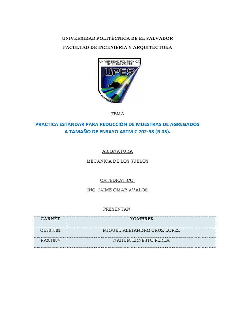 Ptractica Astm C 702 - 98 | PDF | Laboratorios