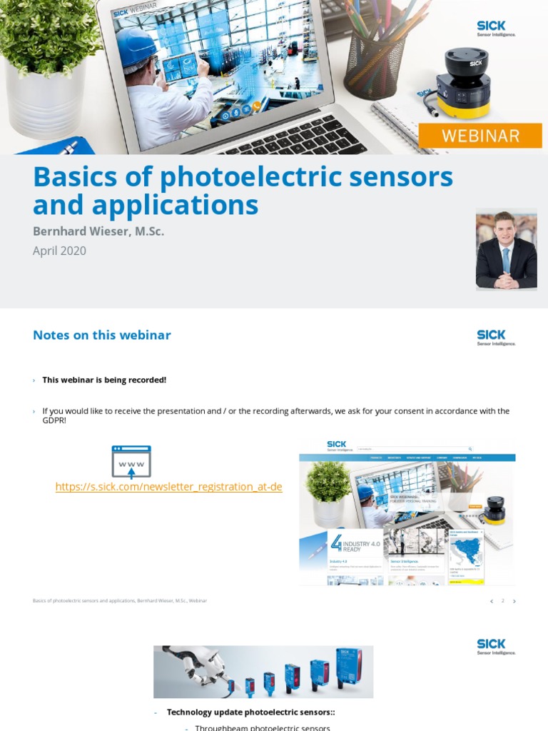 Basics of Photoelectric Sensors and Applications: Bernhard Wieser, M.SC ...