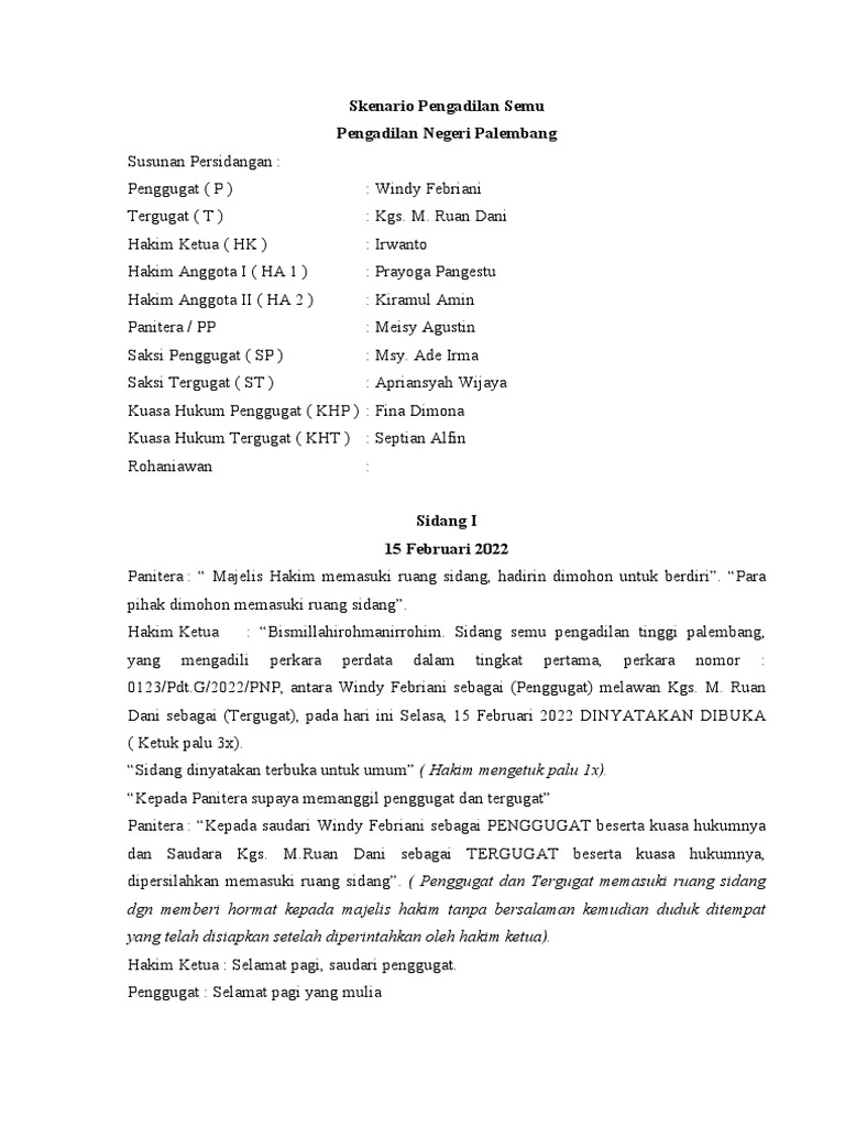 Naskah Sidang Semu (Perceraian) | PDF