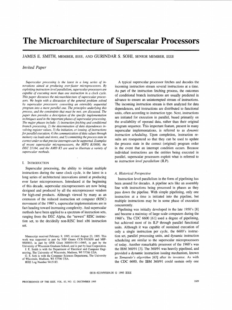 The Microarchitecture of Superscalar Processors: Paper | PDF | Central Processing Unit | Cpu Cache