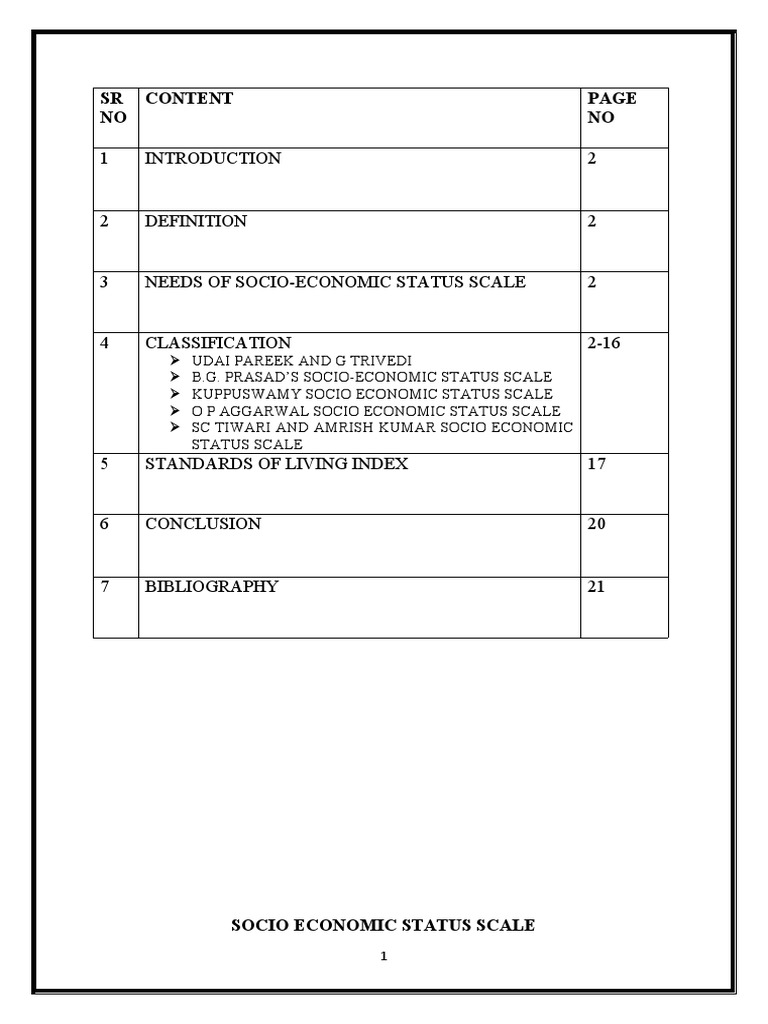 Socio Economic Status Scale | PDF | Socioeconomic Status | Health Equity
