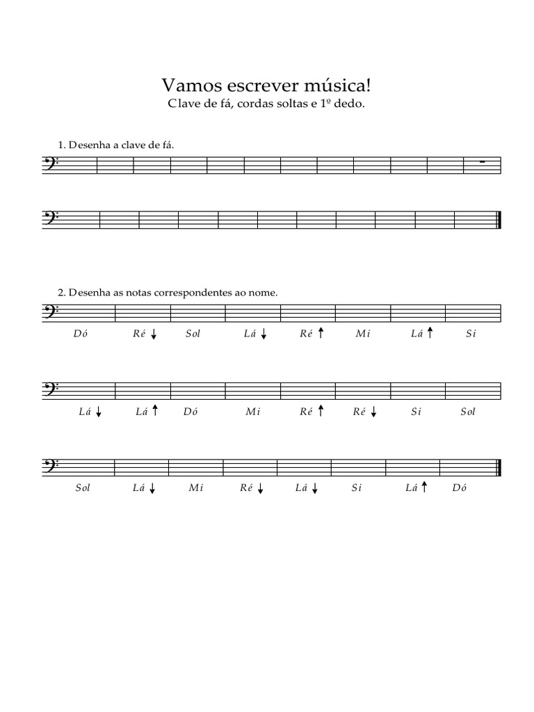 Introdução à Música: Desenhando a Clave de Fá e Notas Musicais Básicas ...