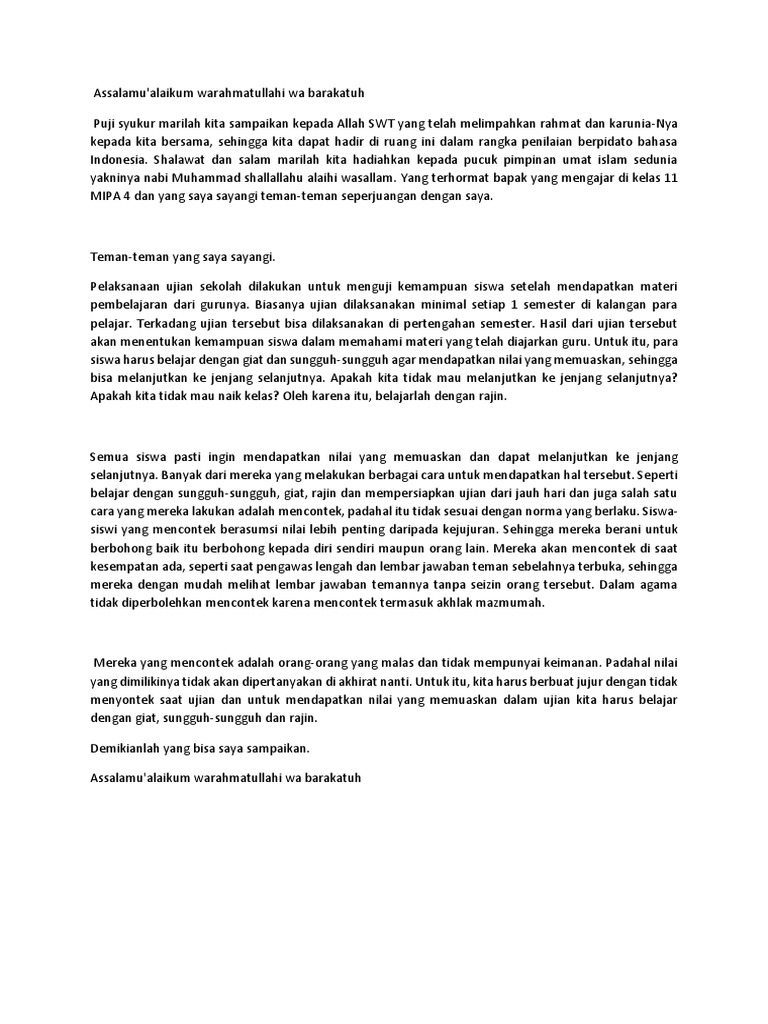 Ceramah Tentang Mencontek | PDF