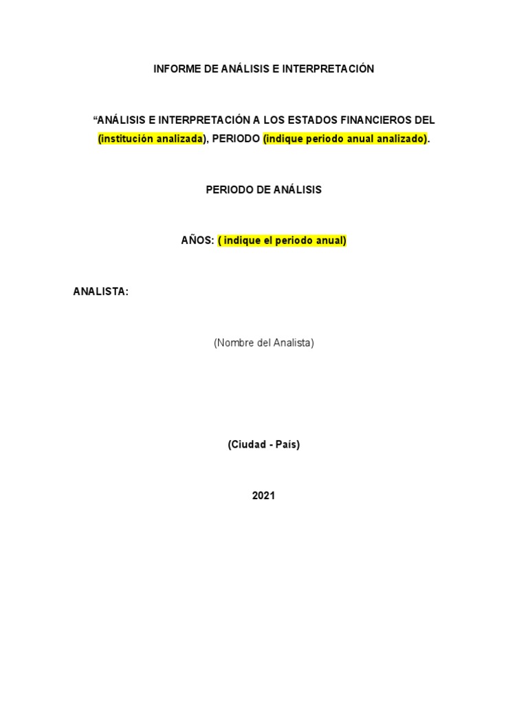 Modelo de Informe | PDF | Ratio financiero | Contabilidad