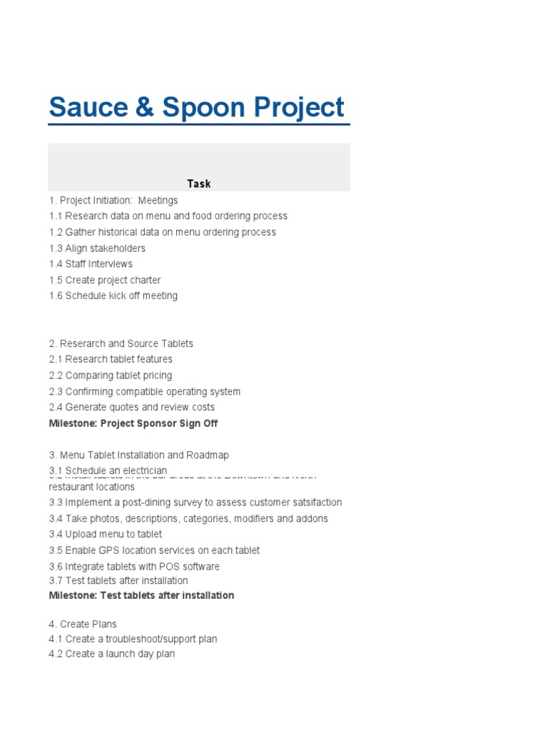 Tablet Ordering System Project Plan | PDF | Menu | Tablet Computer