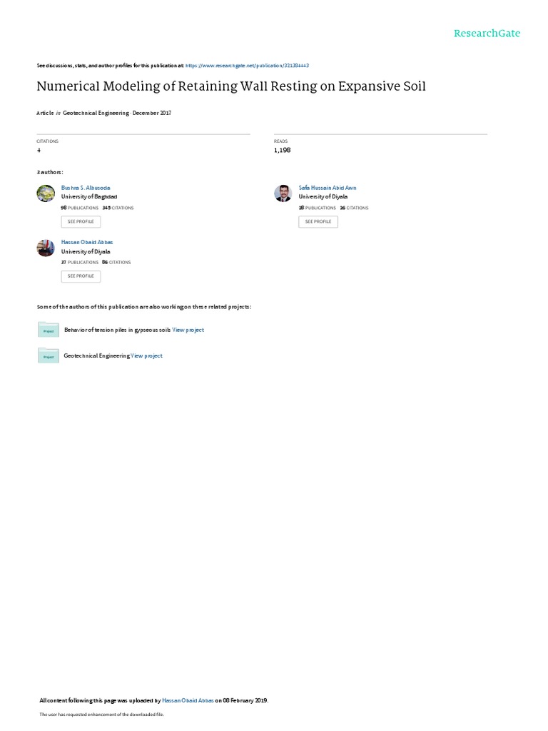 Numerical Modeling of Retaining Wall Resting On Expansive Soil | PDF ...