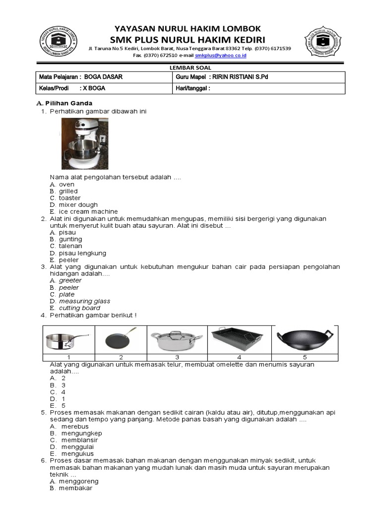 Soal Boga Dasar untuk Siswa SMK | PDF