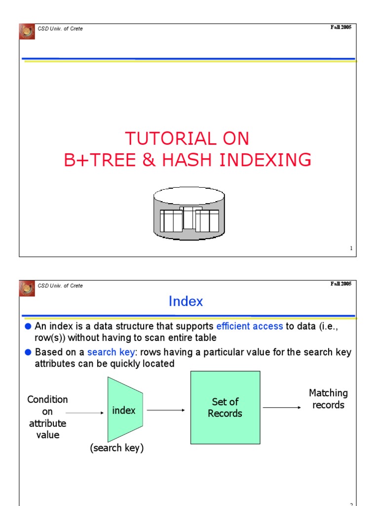 Tutorial On Btree And Hash Indexing Index Pdf Database Index Data 