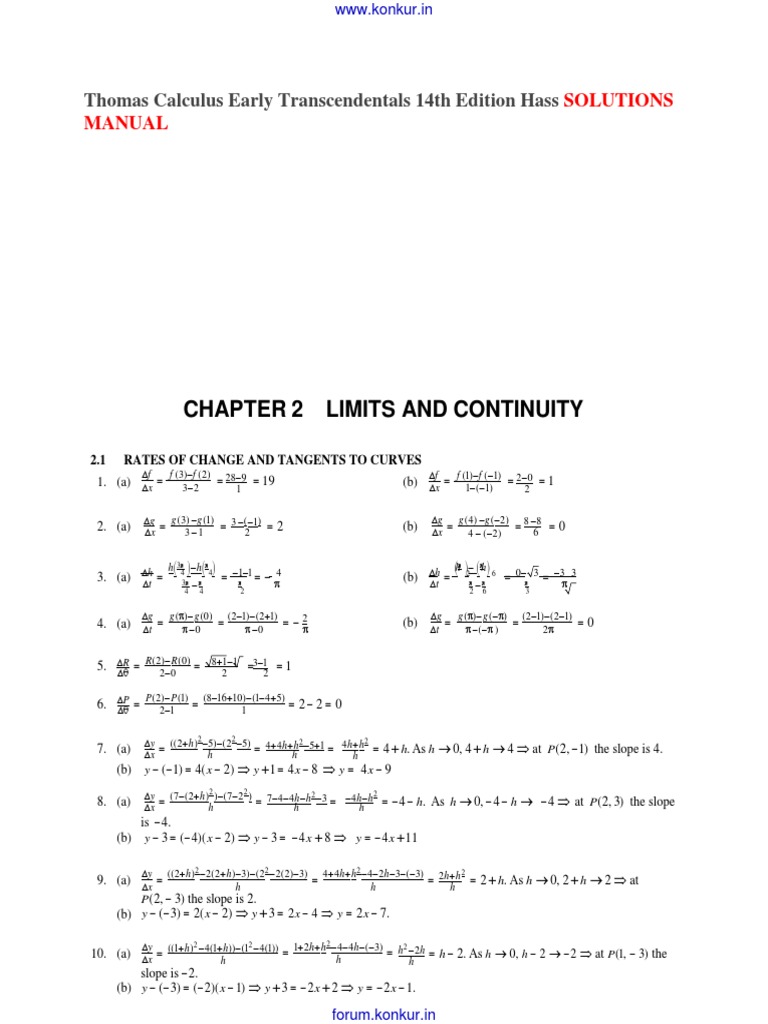Solutions Thomas Calculus 14th Edition | PDF | Derivative | Continuous Function