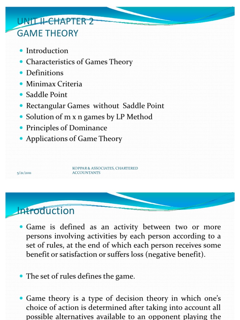 Minimax Principle in Game Theory | PDF | Applied Mathematics ...