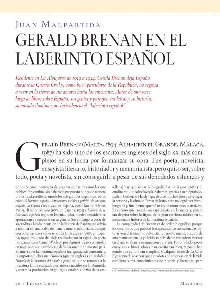 Gerald Brenan en El Laberinto Español | PDF | España