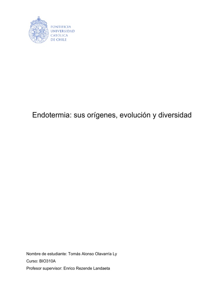 Endotermia: Sus Orígenes, Evolución y Diversidad | PDF ...