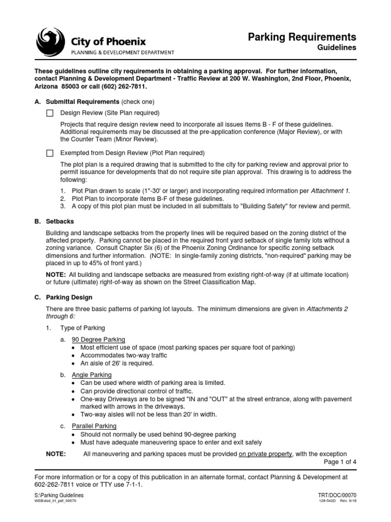 City of Phoenix Parking Standards 2019 | PDF | Street | Land Lot