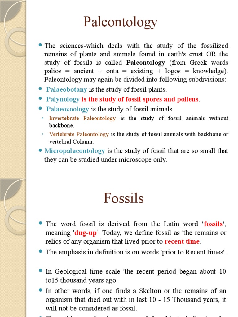 Paleontology: Palaeobotany Palynology Palaeozoology | PDF | Fossil ...
