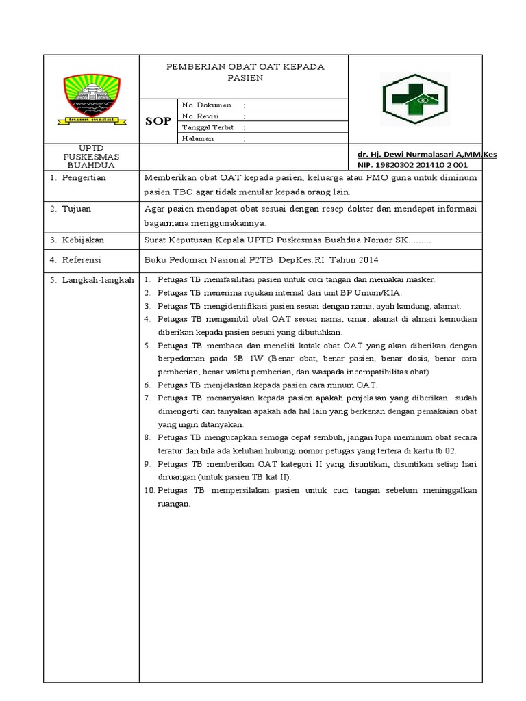 Sop Pemberian Obat Oat | PDF